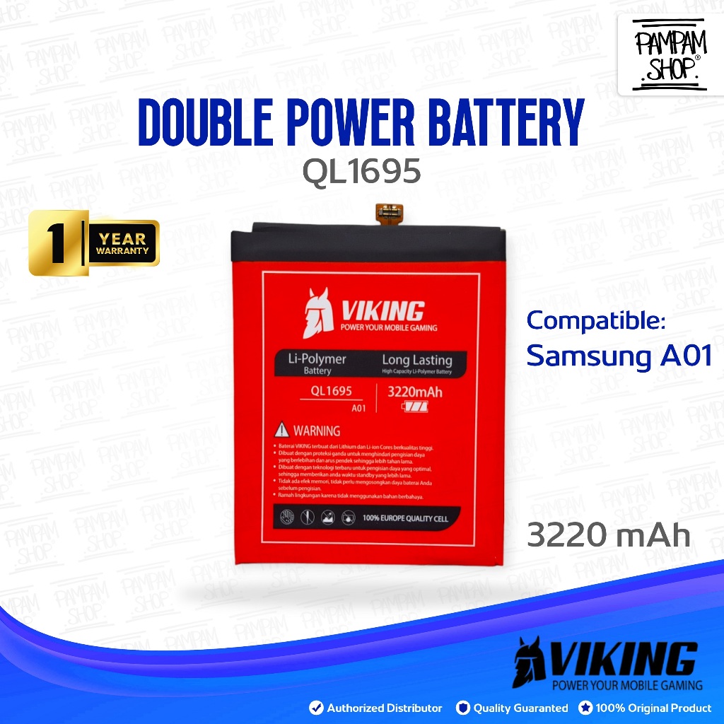Jual VIKING Baterai Double Power Original Samsung Galaxy A01 A015 A015F QL1695 Batre Batrai ...
