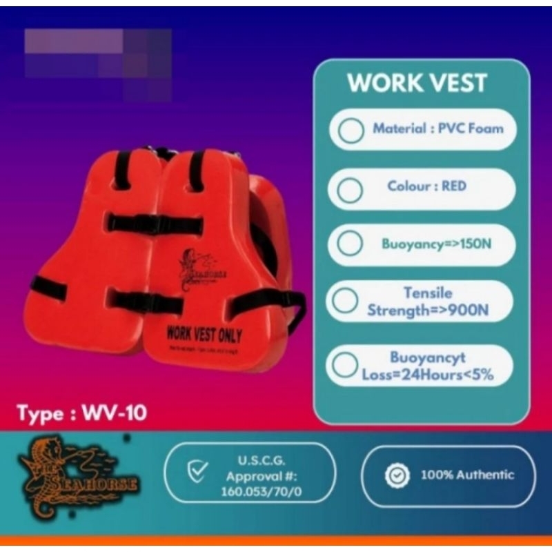 Jual Pelampung Work Vest Only / Life Jacket Sea Horse | Shopee Indonesia