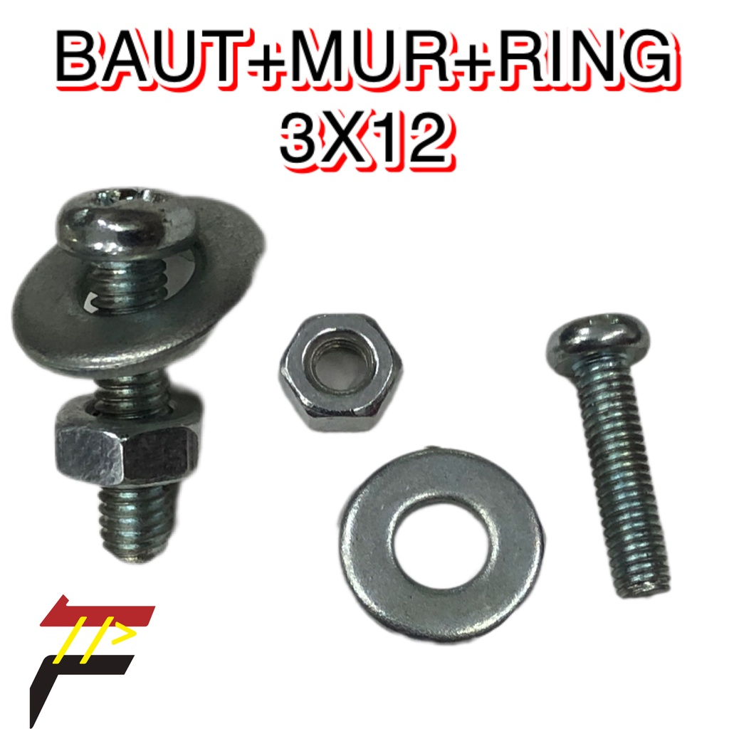 Jual BAUT+MUR+RING 3M / 50 SET | Shopee Indonesia