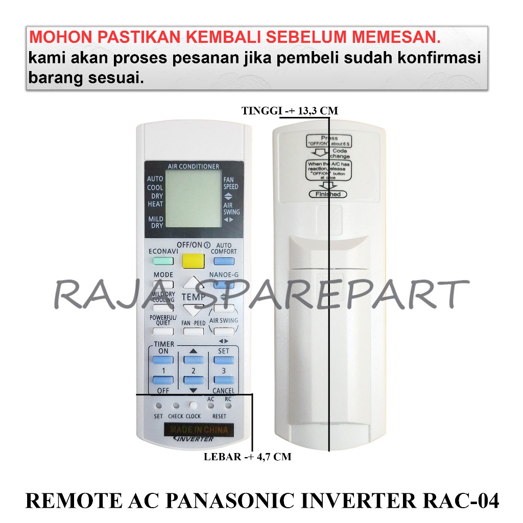Jual RAC04 REMOTE UNTUK AC / REMOT / REMOTE AC PANASONIC INVERTER RAC ...