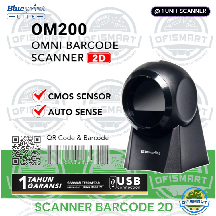 Jual Blueprint Omni Barcode Scanner OM 200 - 2D Auto Scan, QR Code ...