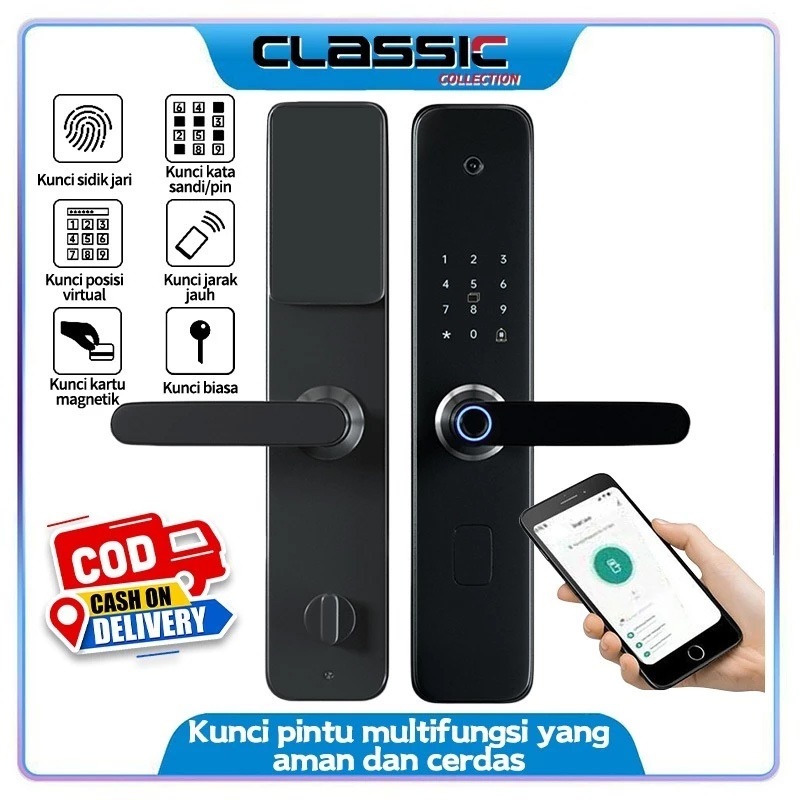 Jual Smart Door Lock Password Fingerprint Card/Smart Lock/ Kunci Pintu Digital/ Door Handle ...