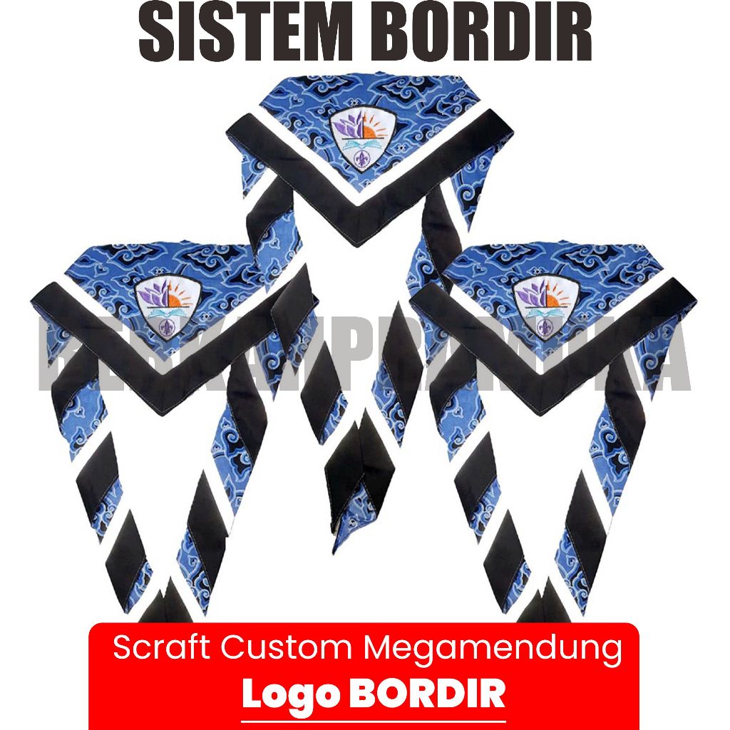 Jual Scraf Pramuka CUSTOM LOGO Scarf Megamendung Kustom Bordir Scraft ...
