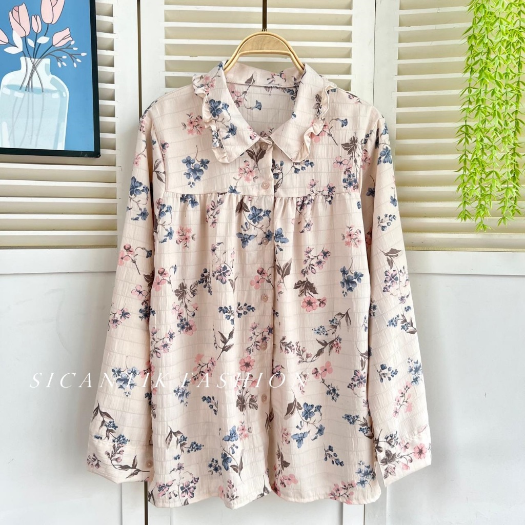 Jual Blouse Motif Wanita / Atasan Bunga Cewek Korean | Shopee Indonesia
