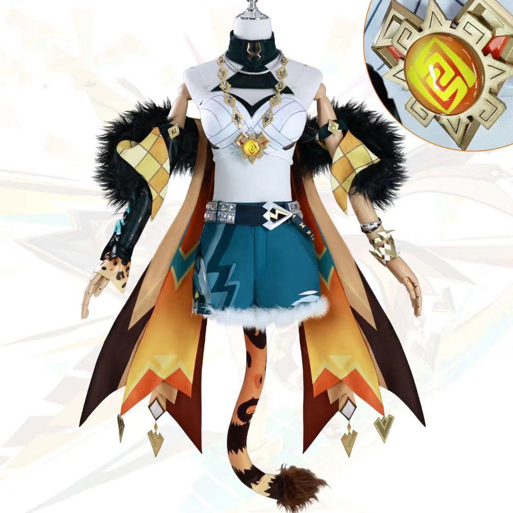 Jual Xilonen Game Genshin Impact Cosplay Costume Golden Wig Halloween ...