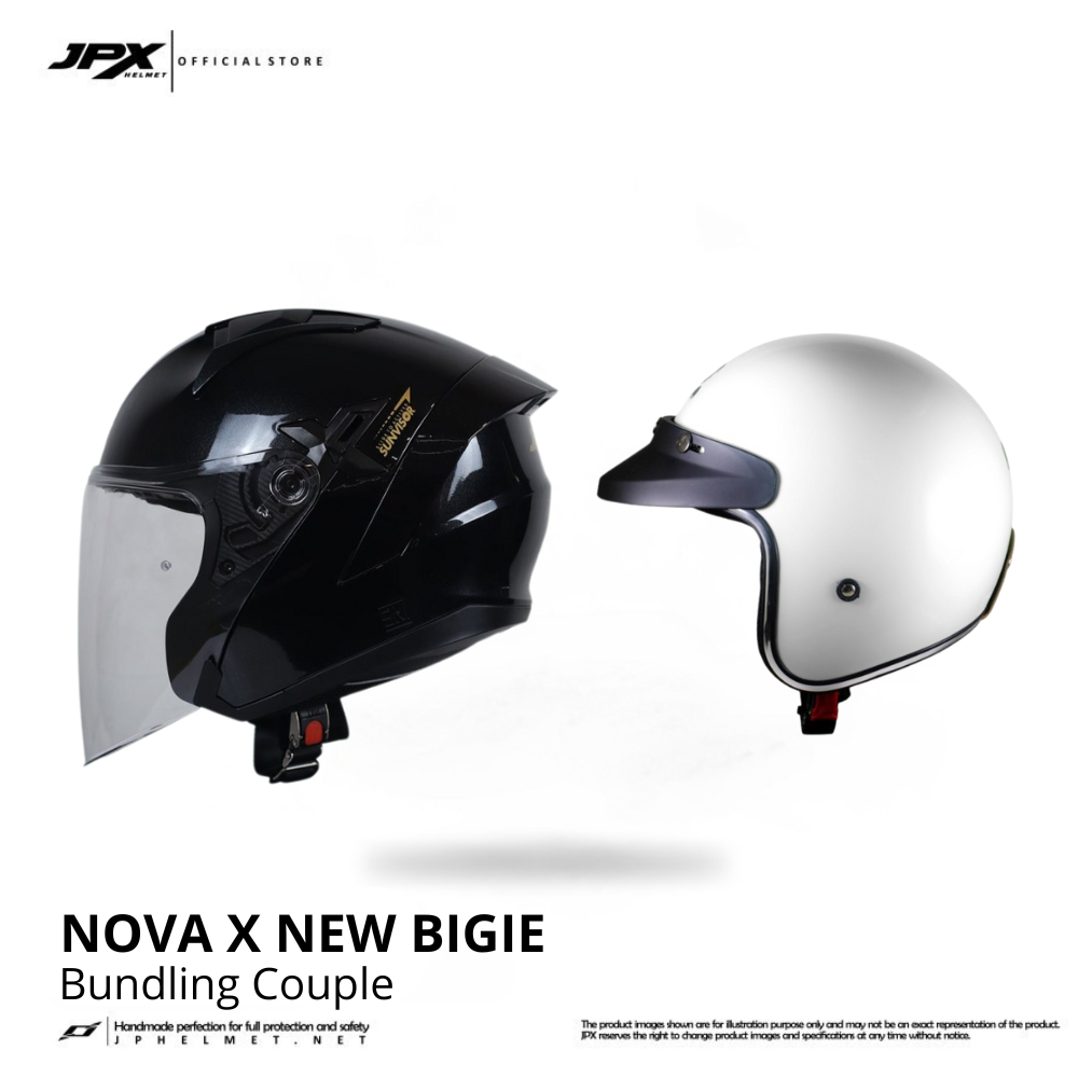 Jual Helm JPX Half Face Nova X Solid V2.0 Black Metallic Ex New Bigie ...