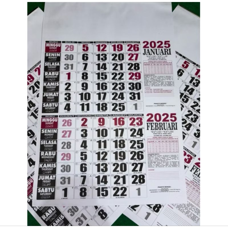 Jual Kalender 2025 dan 2024 | Kalender 2025 dan 2024 Model Atas Bawah ...