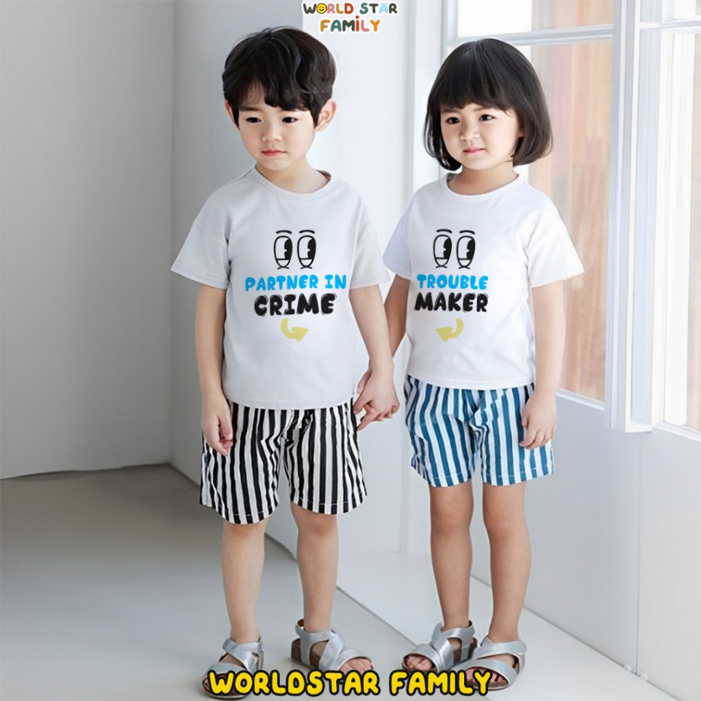 Jual WSF Kaos Couple Keluarga PARTNER IN CRIME Kaos Kakak Adik Kaos ...