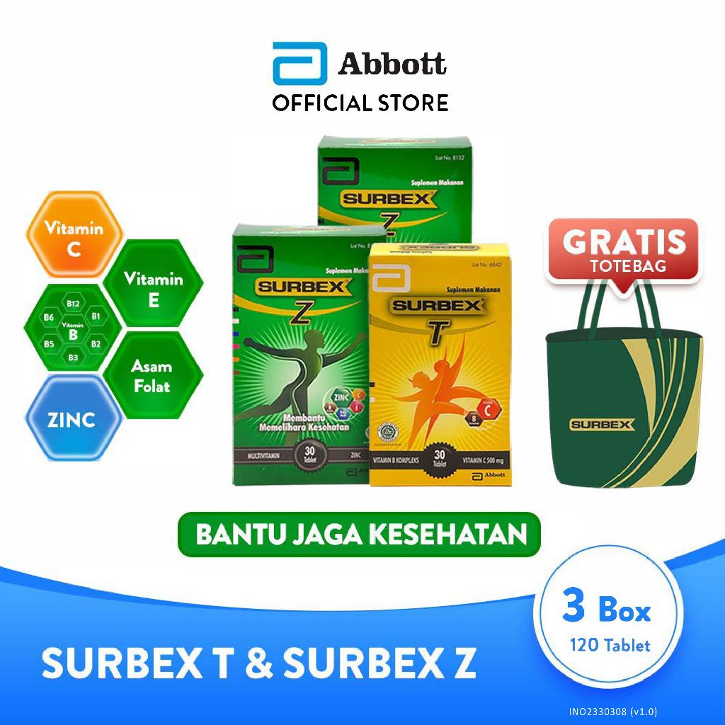 Jual Abbott [Twin Pack] Surbex Z box 30 tab + Surbex T box 30 tab FREE ...