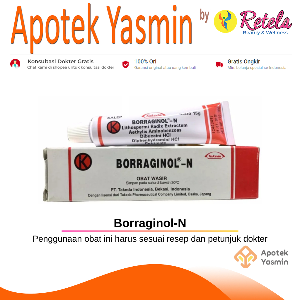 Jual BORRAGINOL-N OINT TUBE 15GR | Shopee Indonesia