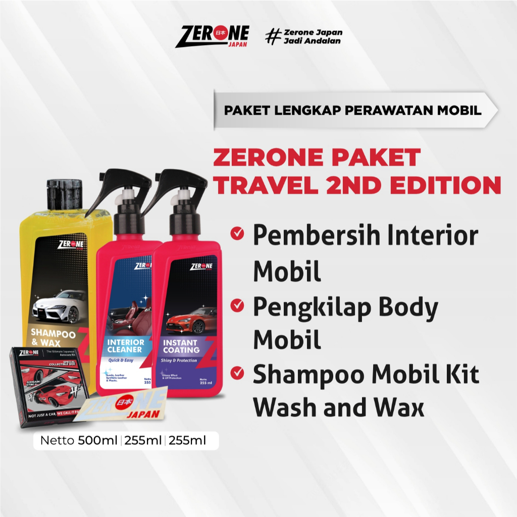 Jual Zerone Japan Spesial Paket Travel Pack Cleaner Instan Shampoo Wax dan Instan Coating ...