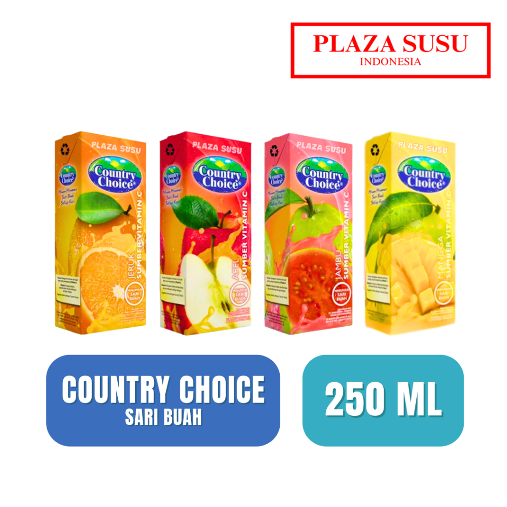 Jual JUICE COUNTRY CHOICE RASA GUAVA JUS APEL MANGGA JERUK MANGO ORANGE 250ML KOTAK | Shopee ...