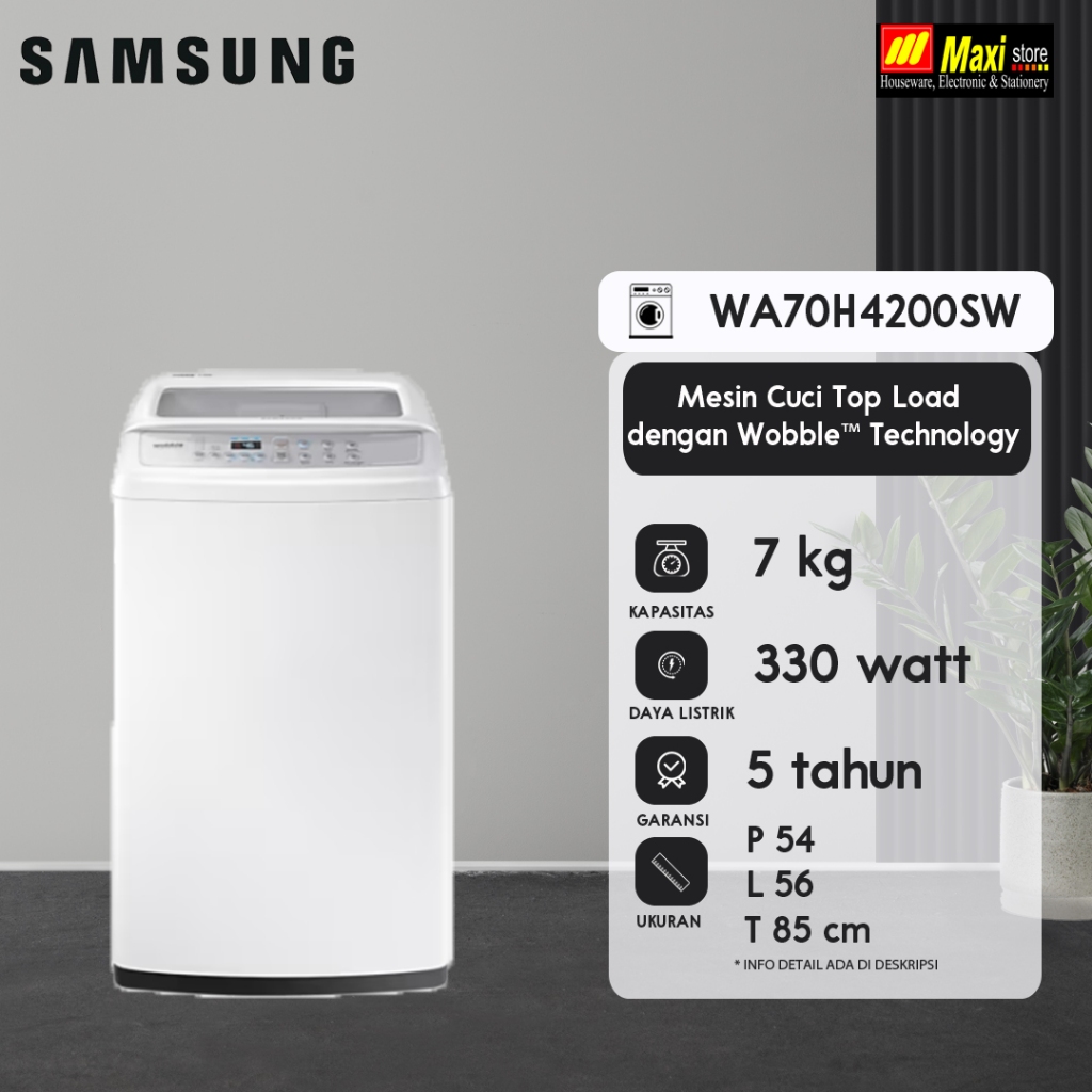 Jual SAMSUNG WA70H4200SW Mesin Cuci Top Load [7 Kg] Wobble Technology ...