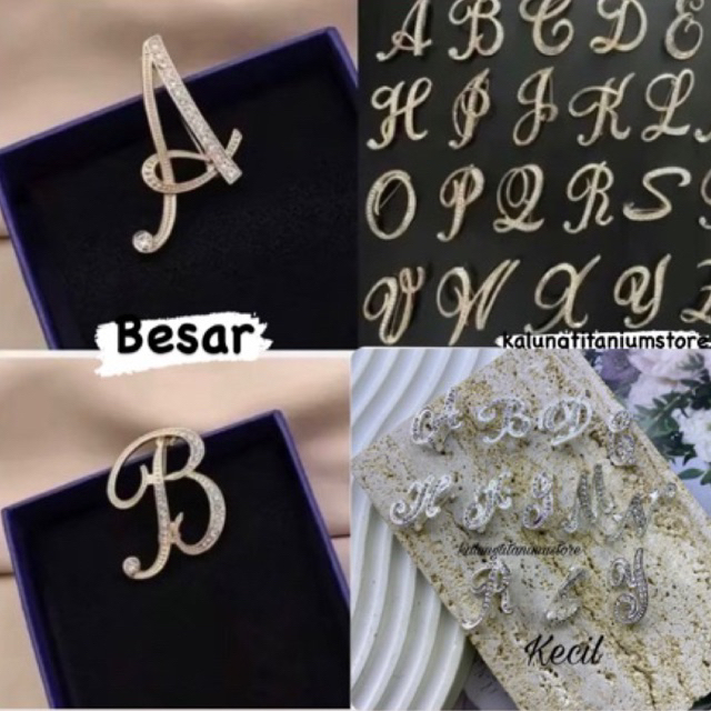 Jual KTS- Bros Huruf Inisial Nama Anti Karat Pin Bros | Shopee Indonesia