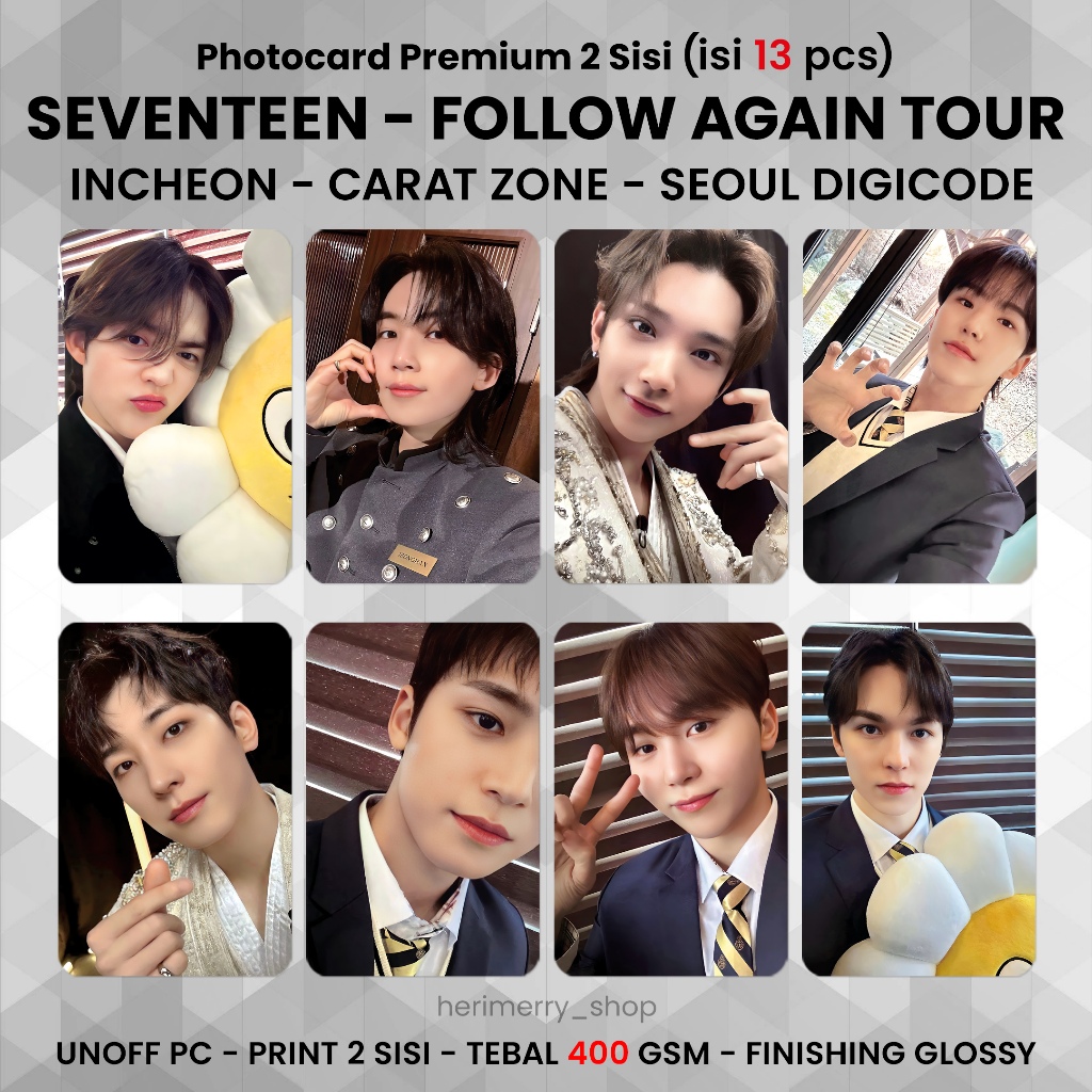 Jual (ISI 13 PCS) Photocard SEVENTEEN FOLLOW AGAIN TOUR - PC Premium 2 Sisi Kartu Kpop Merch ...
