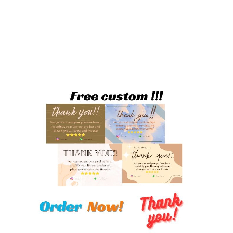 Jual KARTU UCAPAN CUSTOM/THANK YOU CARD CUSTOM | Shopee Indonesia
