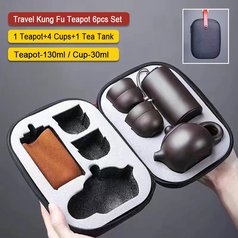 Jual Teapot Ceramic Set Travel With Bag Kung Fu Tea Pot Sets Teh ...