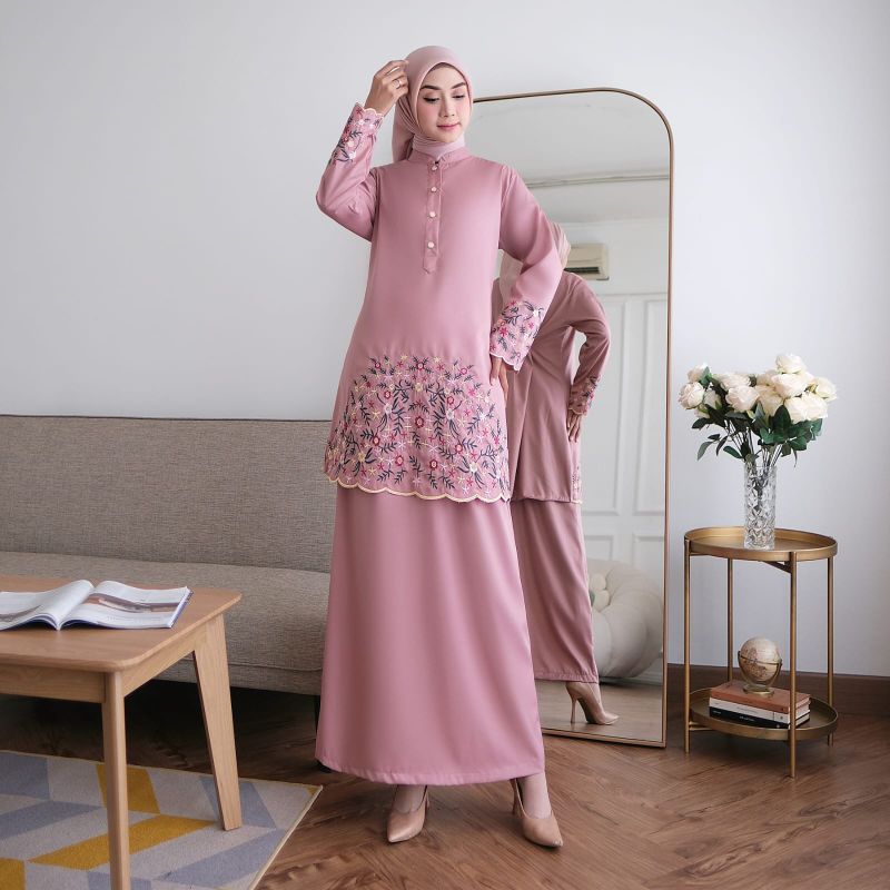 Jual One Set Rok Melayu Bahan Katun Toyobo Bordir Komputer Sedia ...