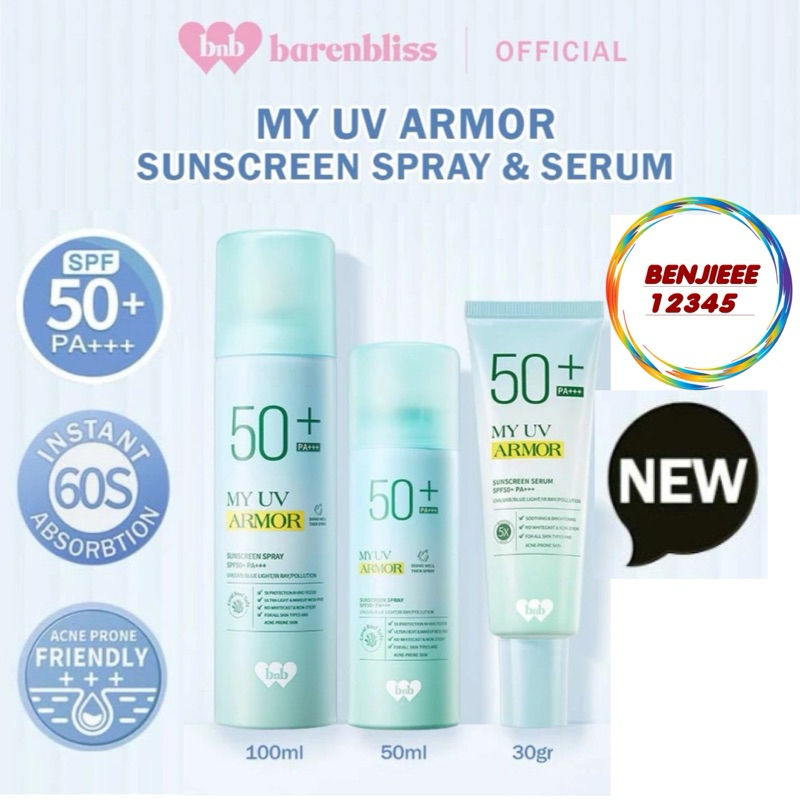 Jual BNB Barenbliss My UV Armor Sunscreen SPF50+ PA+++ sunscreen spray ...