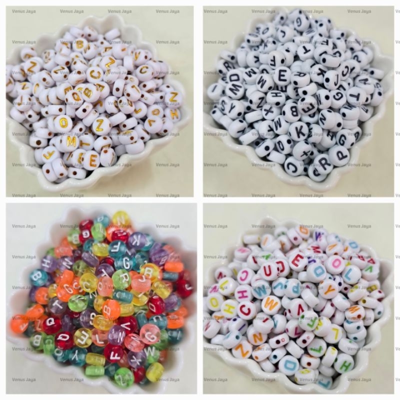 Jual [PILIH HURUF] Mote Manik / Manik Mote Huruf Abjad Bulat / Manik ...