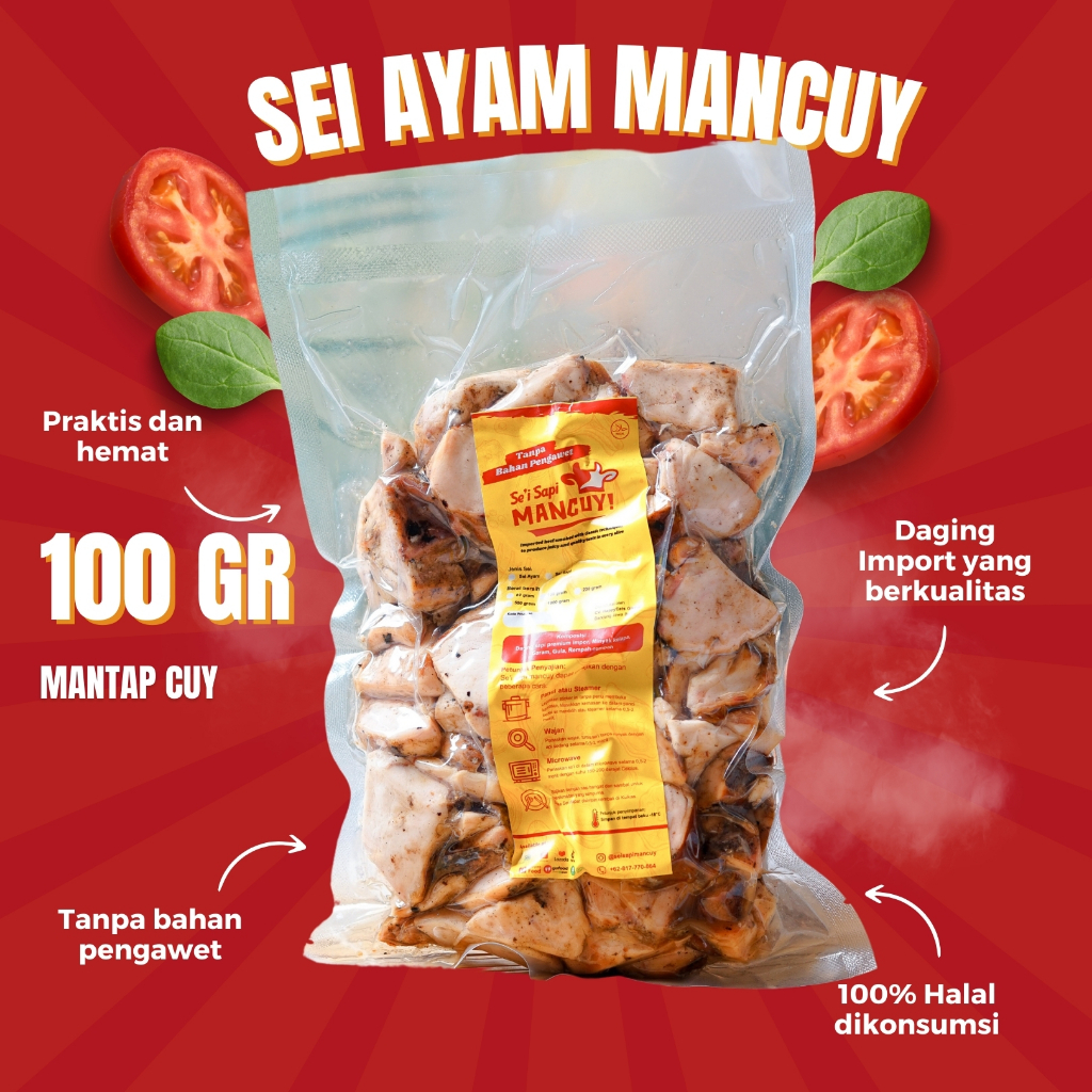 Jual Sei Ayam Mancuy Frozen 100 Gram - Daging Ayam Asap Frozen Sambal ...