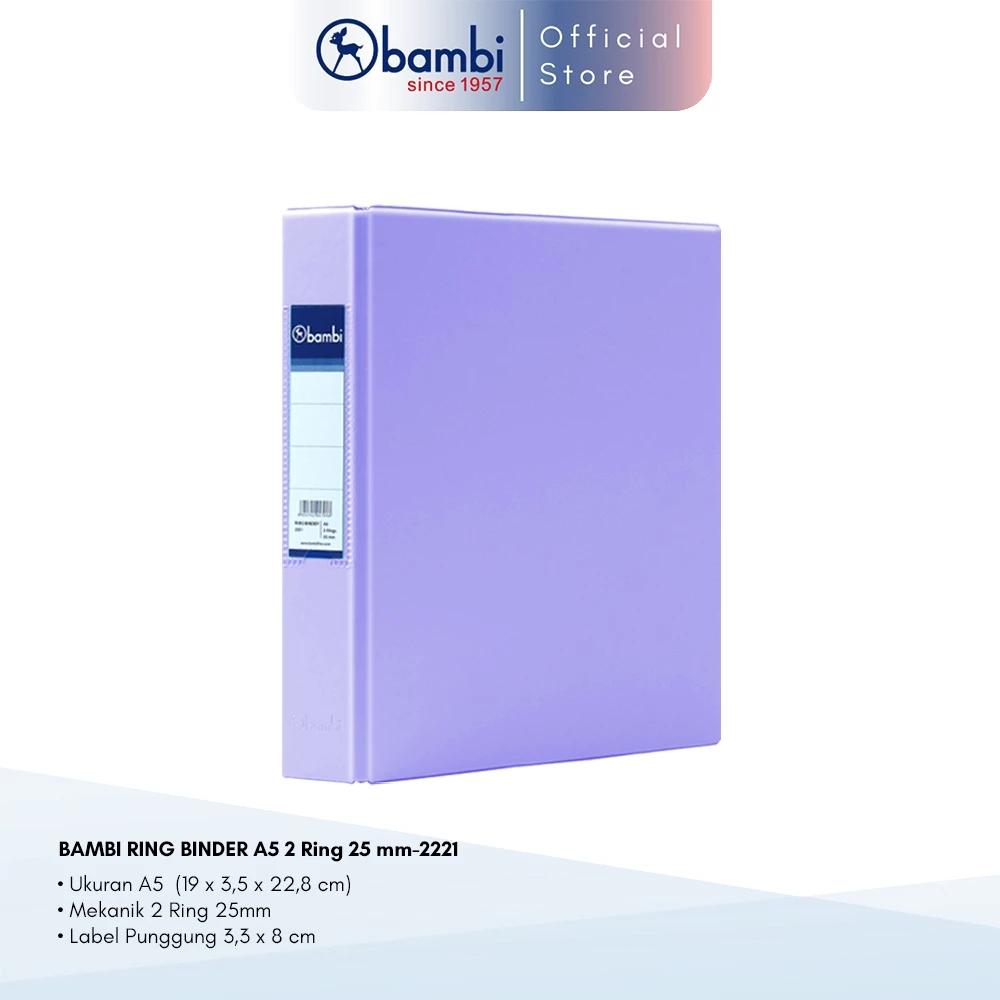 Jual Bambi Ring Binder A5 2 Ring D-Type All Color SMALL SIZE 25 mm ...