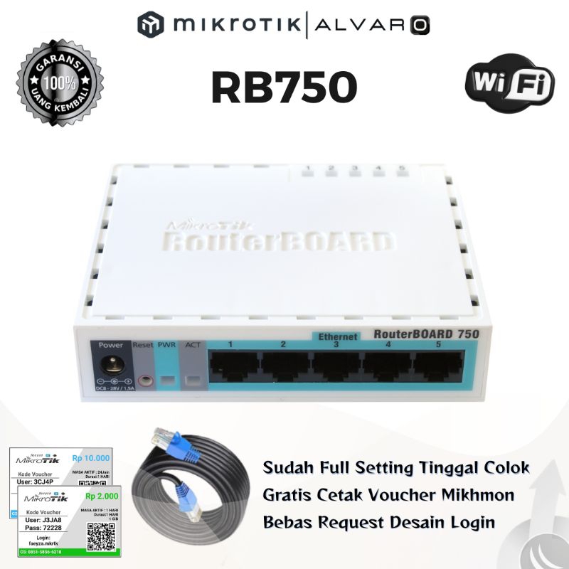 Jual MikroTik Router RB750 Full Setting Hotspot Voucher Rt RW Net ...
