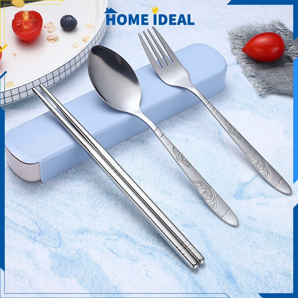 Jual Sendok Set 3IN1 Stainless Steel Portable / Alat Makan Sendok Garpu ...