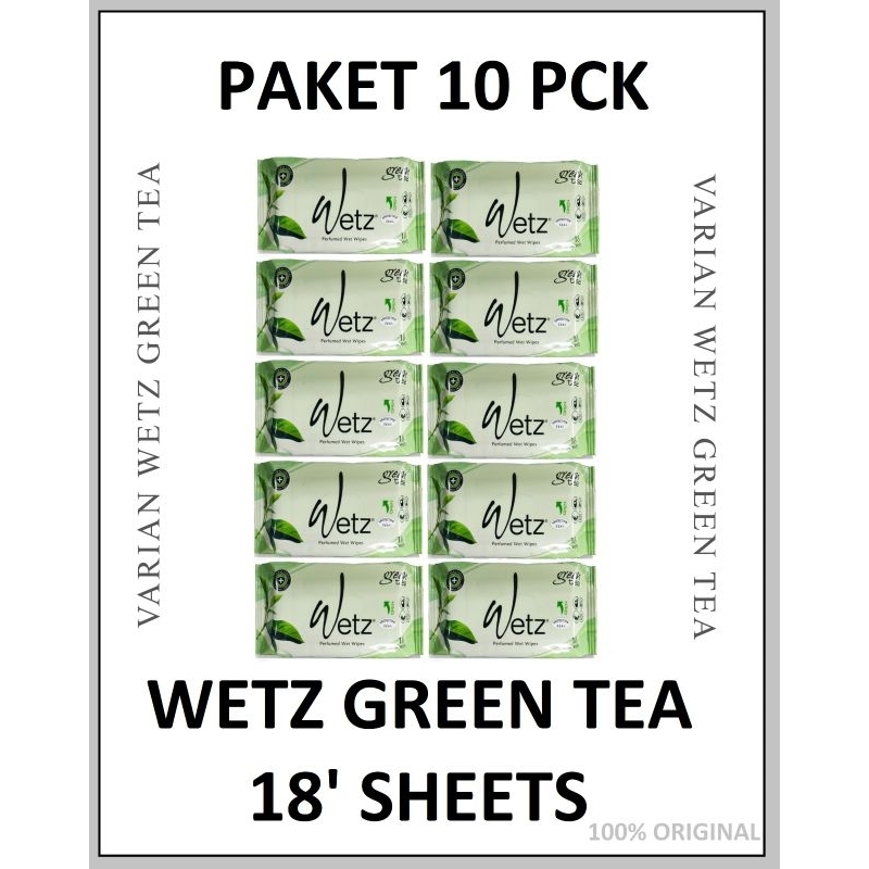 Jual tisu - (paket 10 pck) wetz green tea 18 sheets 100% original ...