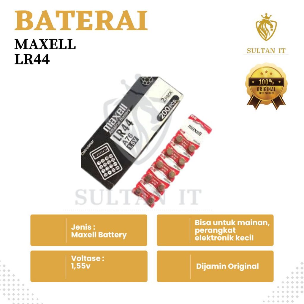 Jual Baterai Maxell LR 44 / Baterai Jam LR44 / Baterai Kalkulator ...