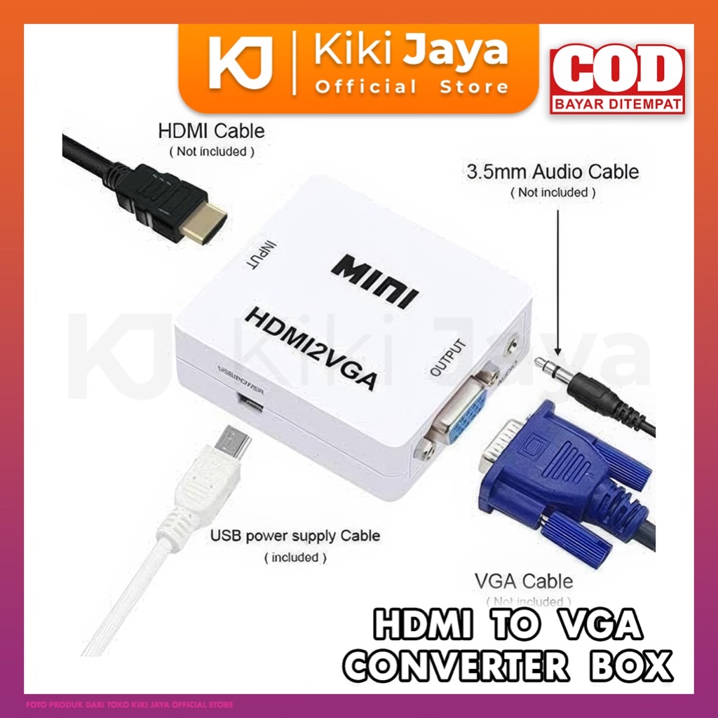 Jual [[KIKI] Minibox HDMI to VGA FULL HD 1080P + AUDIO Converter - Mini ...