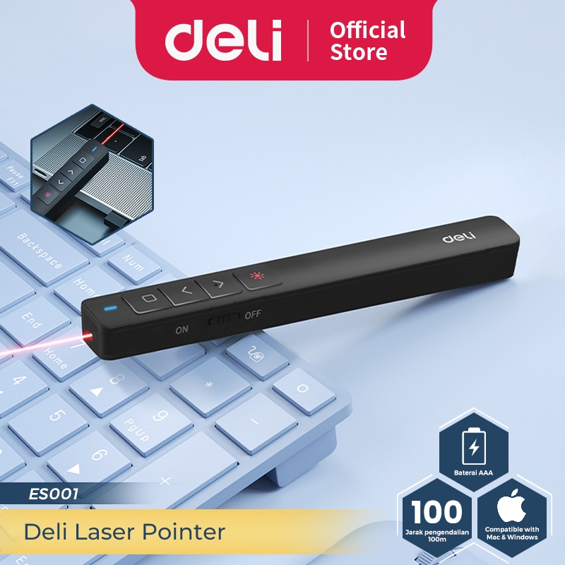 Jual Deli Laser Pointer Presenter Wireless USB Pen Laser Presentasi PPT ...