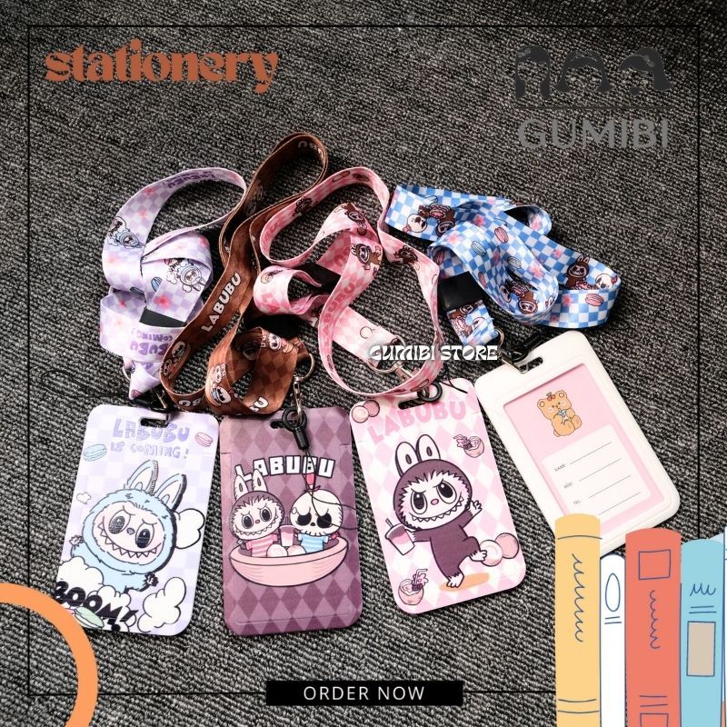 Jual ID CARD NAME TAG LANYARD LABUBU HOLDER GANTUNGAN KARTU NAMA MOTIF ...