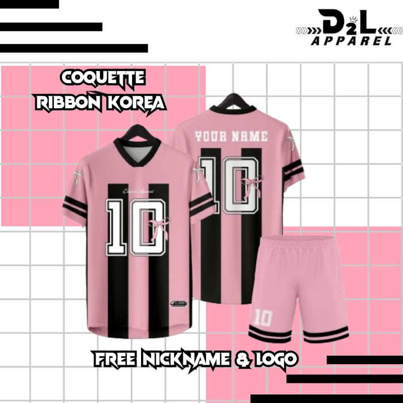Jual JERSEY COQUETTE RIBBON KOREA PINK & HITAM FULL PRINTING FREE ...