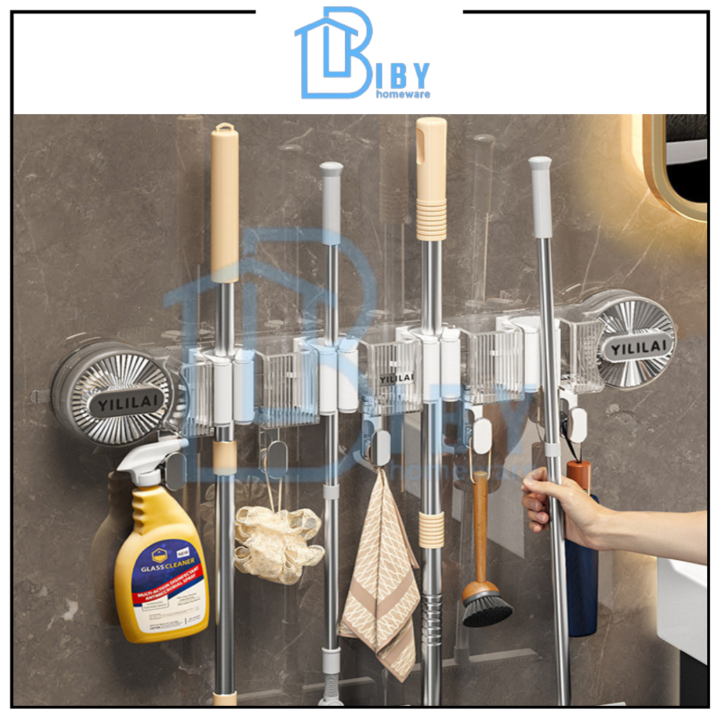 Jual BIBY Gantungan Sapu Pel 4 Klip 5 Kait / Tempat Hanger Gantungan ...