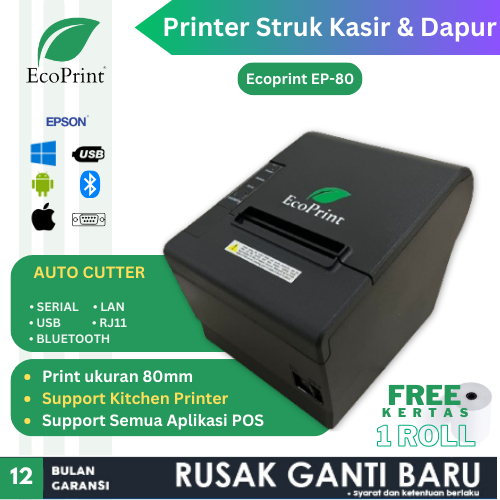 Jual ECOPRINT Printer Thermal Kasir POS Auto Cutter 80MM | Shopee Indonesia