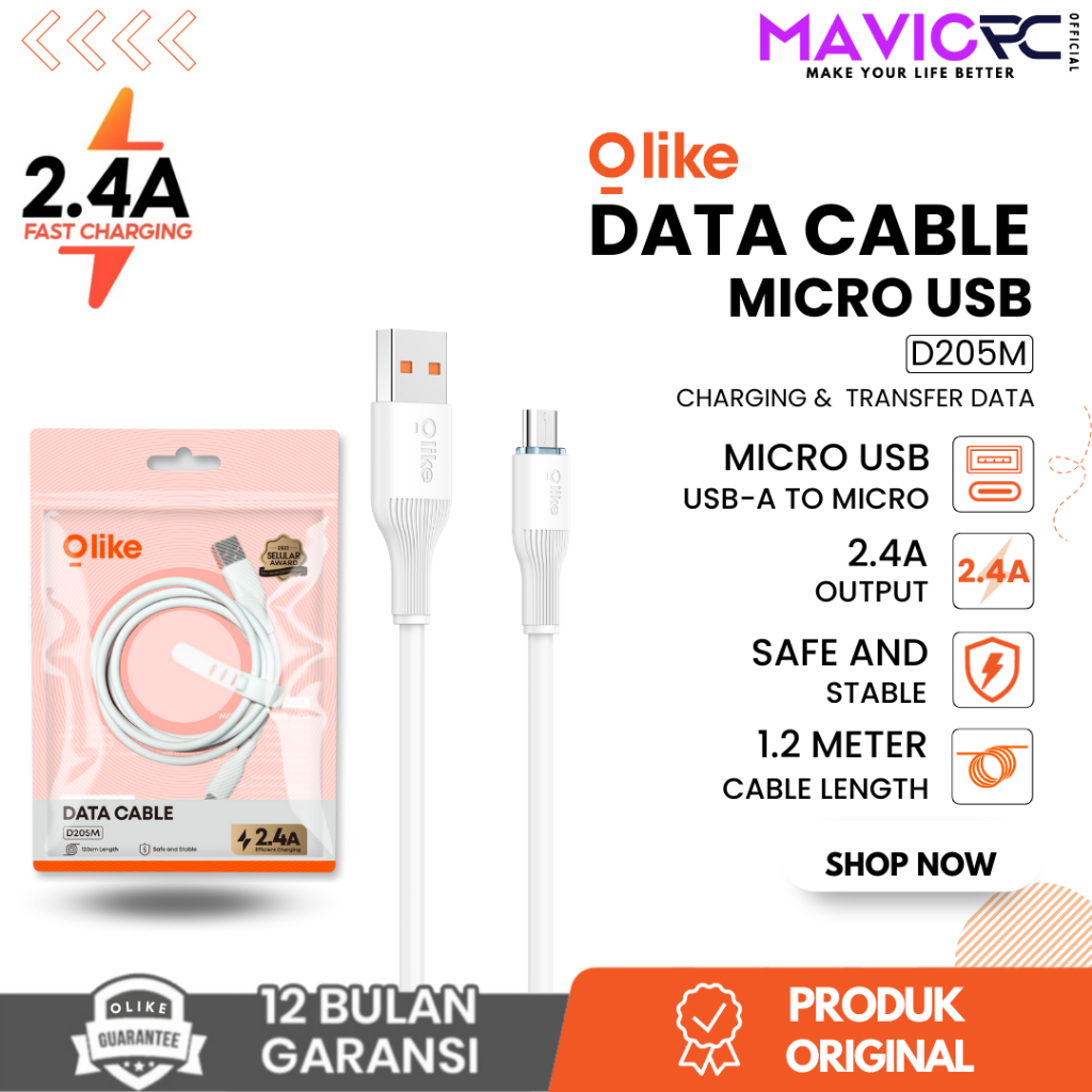 Jual OLIKE D205M Kabel Cable Data Fast Charging Micro USB 2.4A 120cm ...