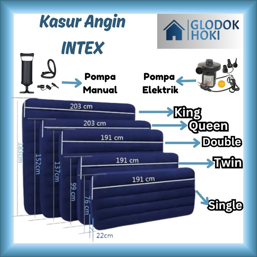 Jual Kasur Angin INTEX ORIGINAL SINGLE TWIN DOUBLE QUEEN KING Airbed ...