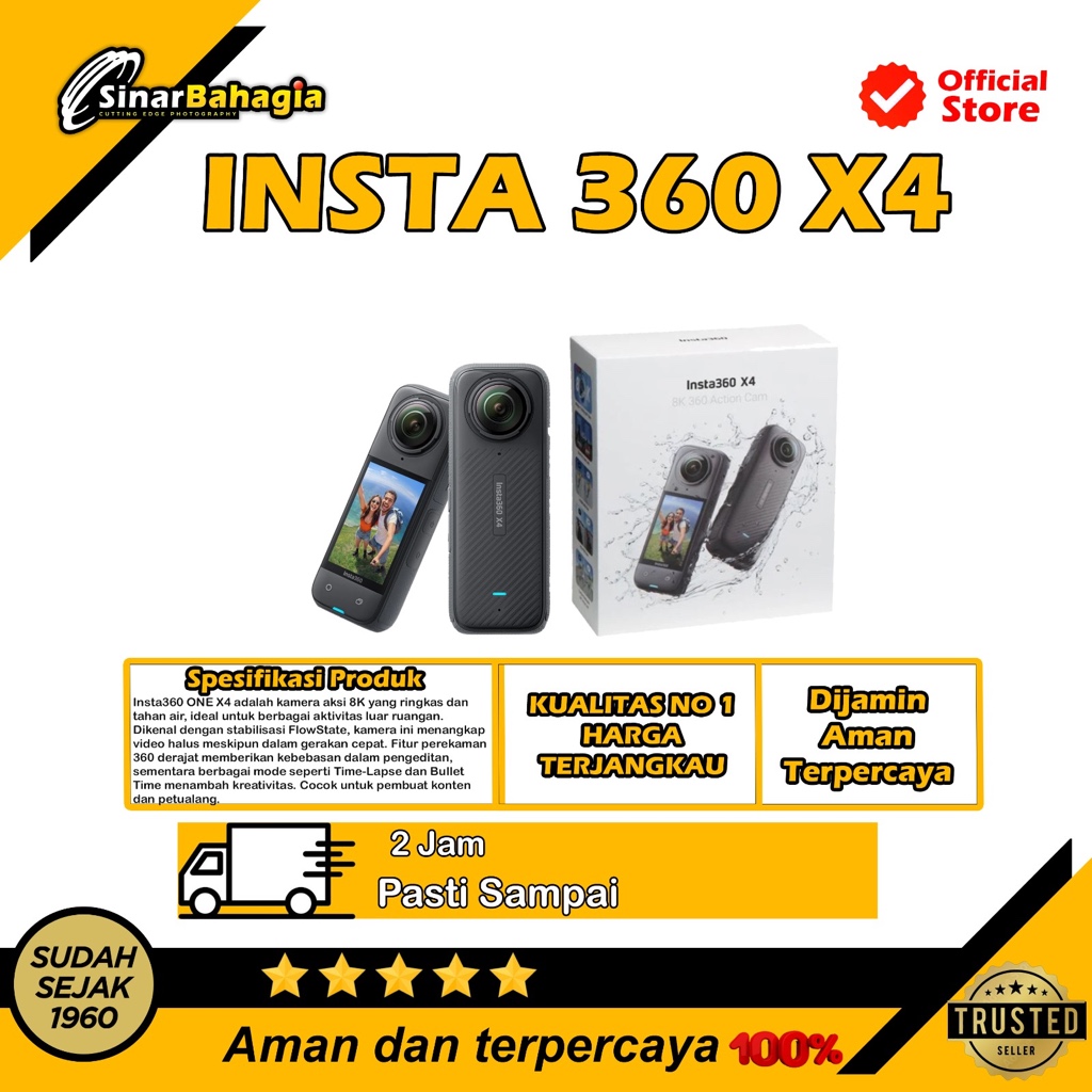 Jual INSTA360 X4 8K ACTION CAMERA INSTA 360ONE X4 ACTION CAM GARANSIS RESMI | Shopee Indonesia