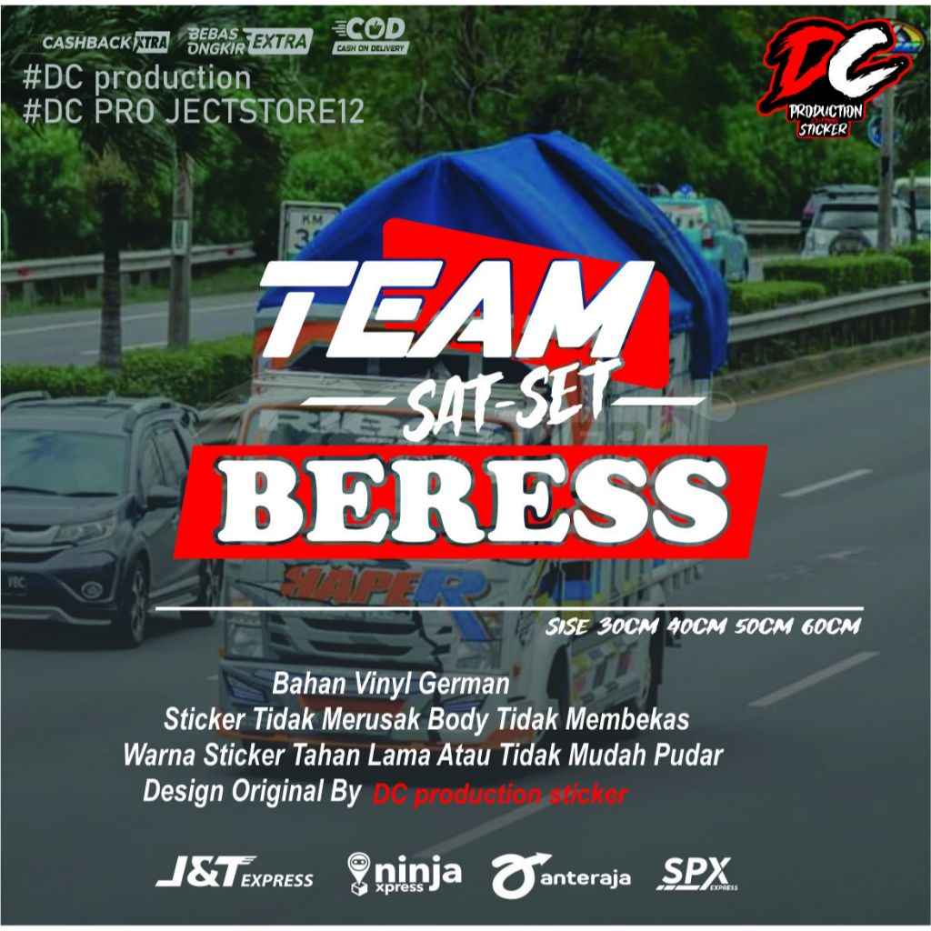 Jual Stiker kaca truk team sat-set beres sticker cutting variasi mobil ...