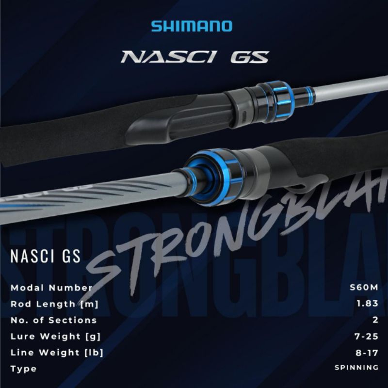 Jual Rod SPINNING SHIMANO NASCI GS 2024 S60M / 183cm (Line Test 8-17lbs ...