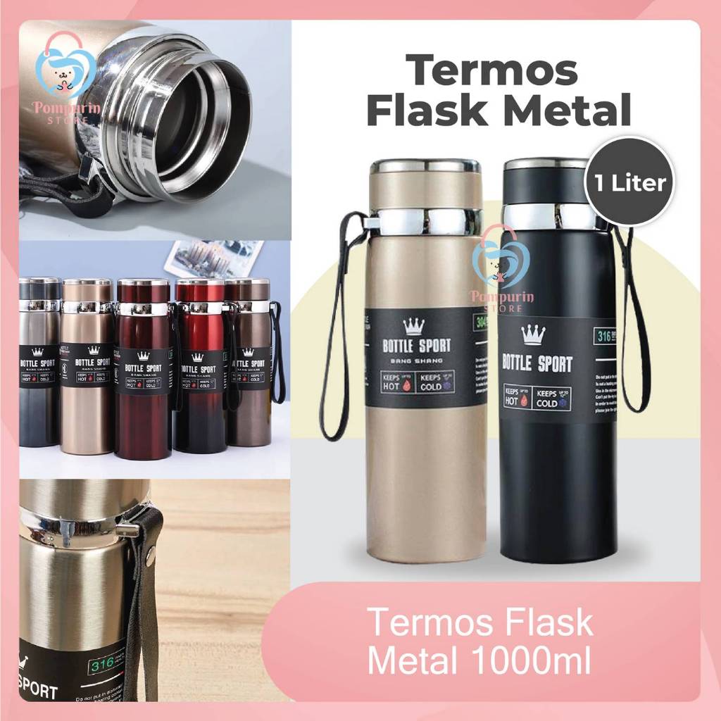 Jual Termos Flask Metal 1000ml (314-18) - Termos Travel Botol Air Minum ...