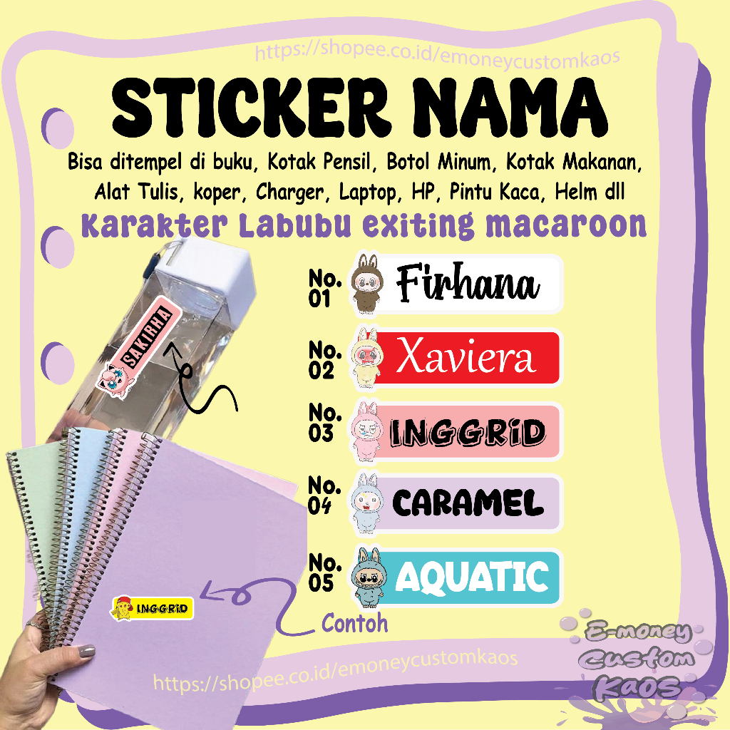 Jual STICKER LABEL NAMA LABUBU EXCITING MACARON CUTE STIKER CUSTOM ...