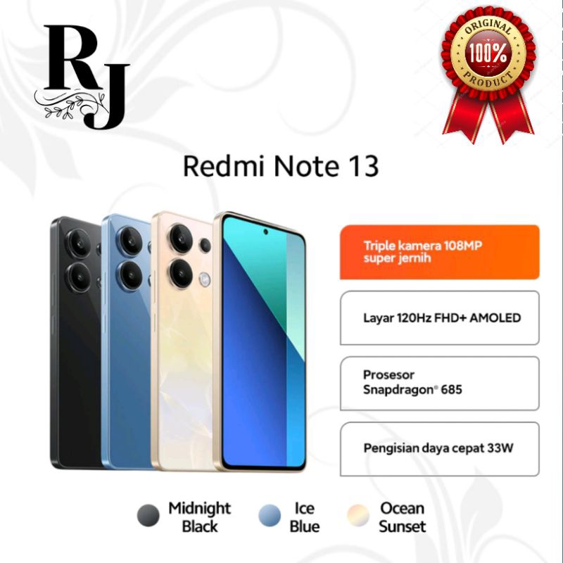 Jual XIAOMI REDMI NOTE 13 RAM 8/256GB GARANSI RESMI 100% ORIGINAL ...
