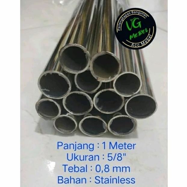Jual Pipa Bulat 5/8 inch Stainless Steel - Pipa Gantungan 16 mm....(1 ...