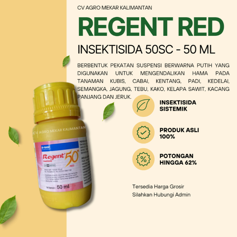 Jual Regent Red 50SC Insektisida Sistemik + ZPT Obat Hama Serangga 50 ...