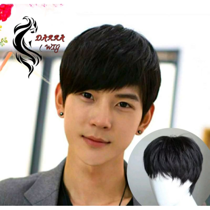 Jual Wig Rambut Palsu Pria Pendek/Wig palsu Pria model Trendy Korea ...