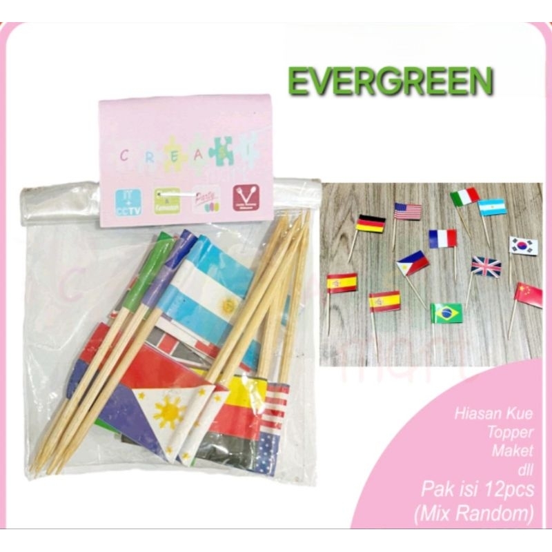 Jual Topper Bendera Negara | Hiasan Kue Bendera Negara | Shopee Indonesia