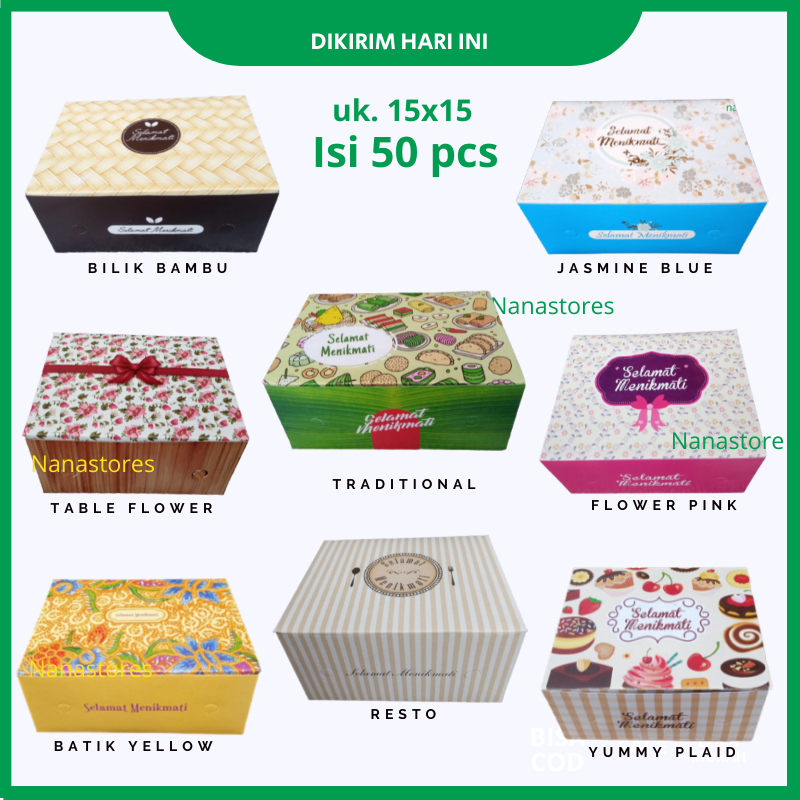 Jual 50 Pcs Dus Kue Snack Box 15x15 Motif Modern | Shopee Indonesia