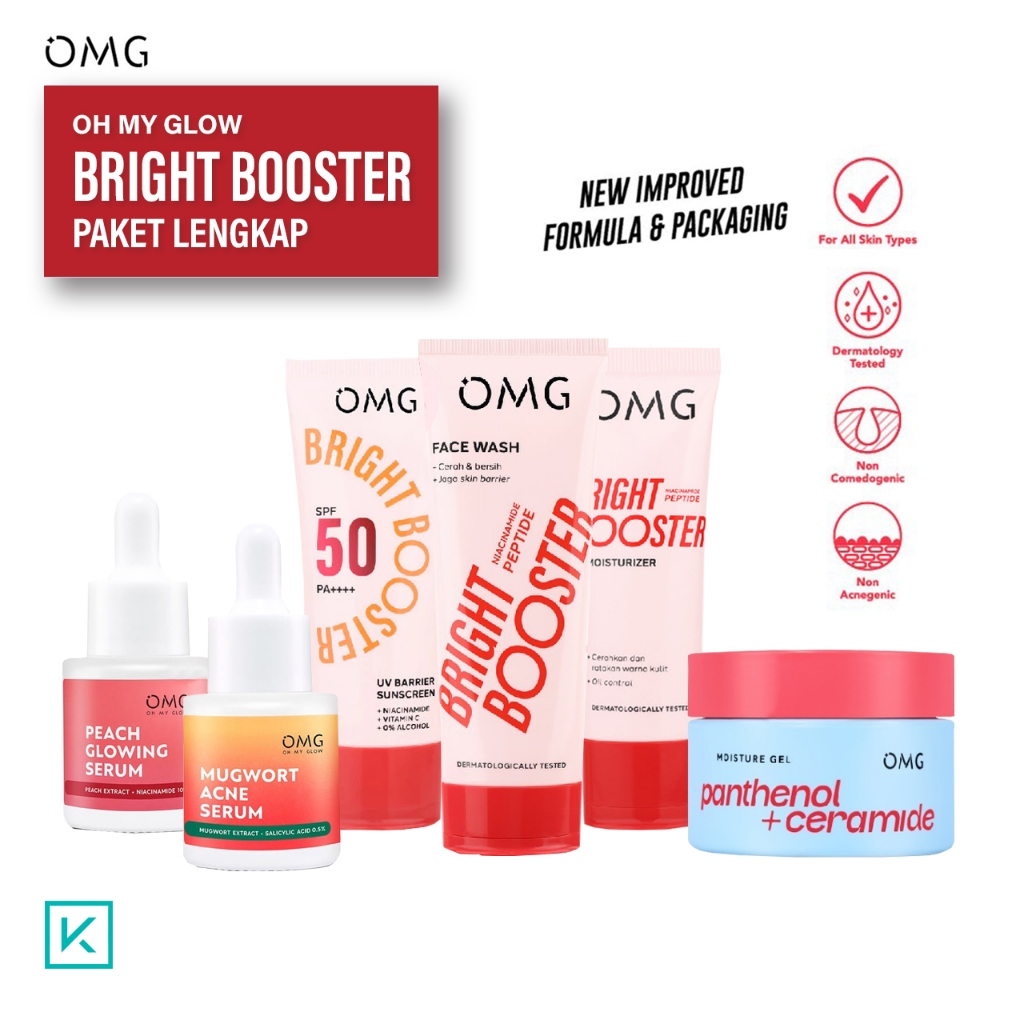 Jual Paket OMG Skincare Lengkap Oh My Glow Bright Booster Peach Glowing ...
